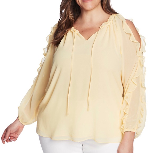 1. State | Tops | Copy Trendy Plus Size Ruffled Cold Shoulder Sleeve ...